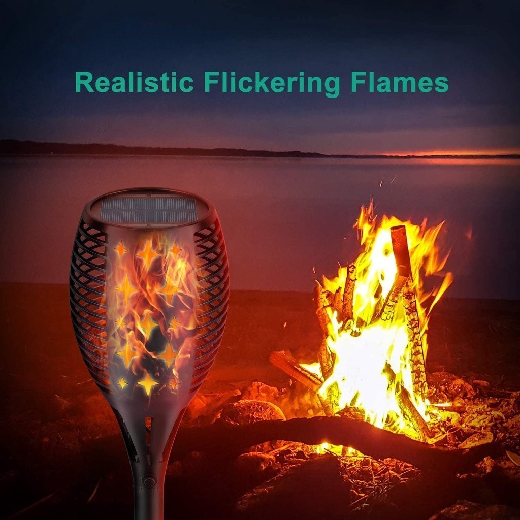 2023 LED Lampu LED Solar Flame Light Solar Flickering Pelita Waterproof ...