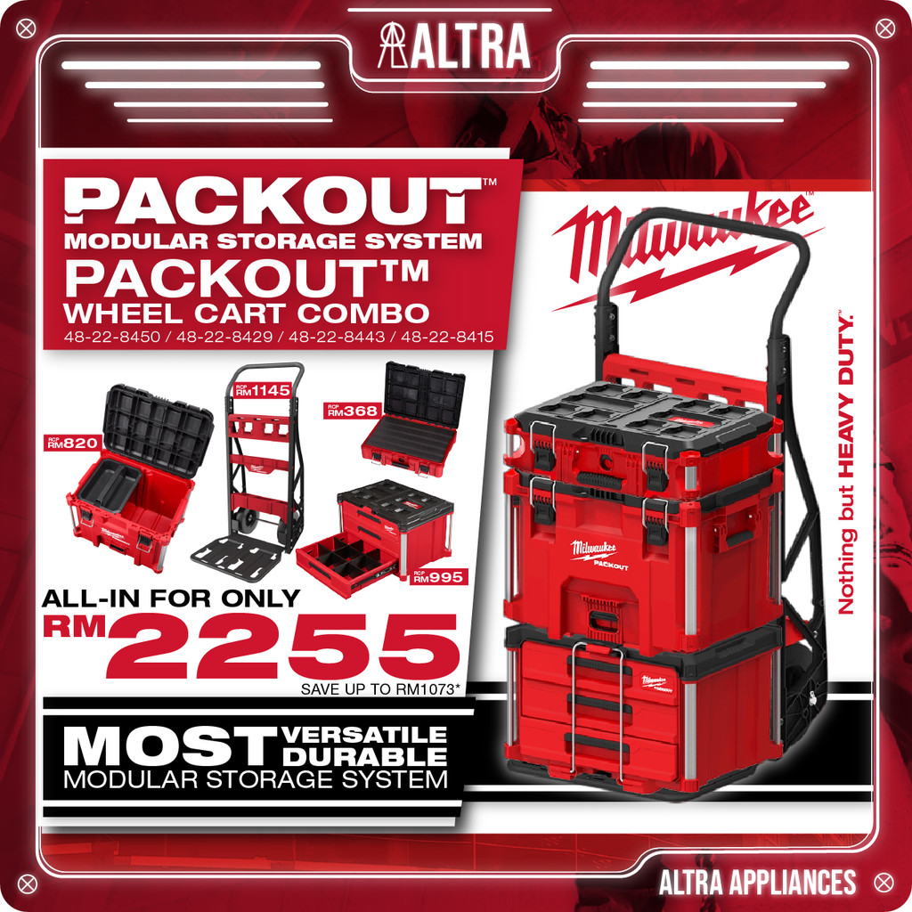 MILWAUKEE 4pcs Packout Set Combo / Packout Tool Box with Wheeled Cart ...