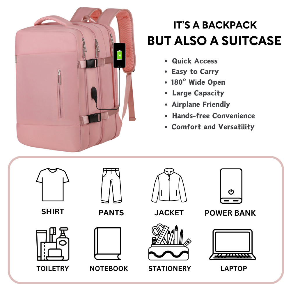 180° Wide Open Travel Backpack Bag Expandable Backpack Bag Business ...