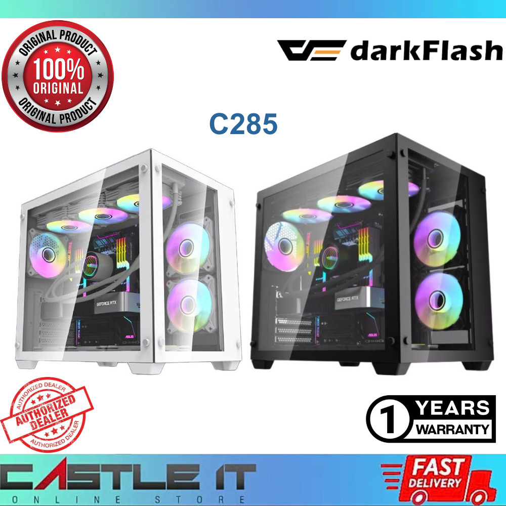 AIGO darkFlash C285 ATX PC Case Mid Tower Chassis Casing BLACK WHITE ...