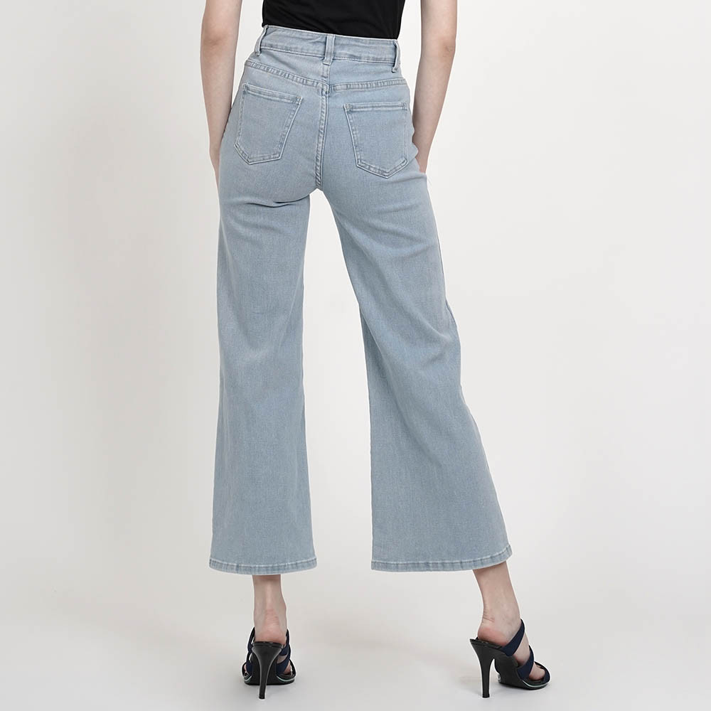 Nicole High Rise Wide Leg Stretchable Denim (3 Color) | Shopee Malaysia