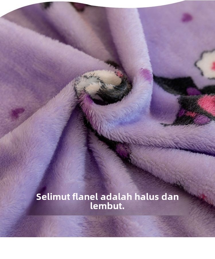 Kuromi Blanket (Size 1.1m*1.6m) Melody Blanket 2 in 1 Pillow Quilt Sanrio Warm Blanket Office ...