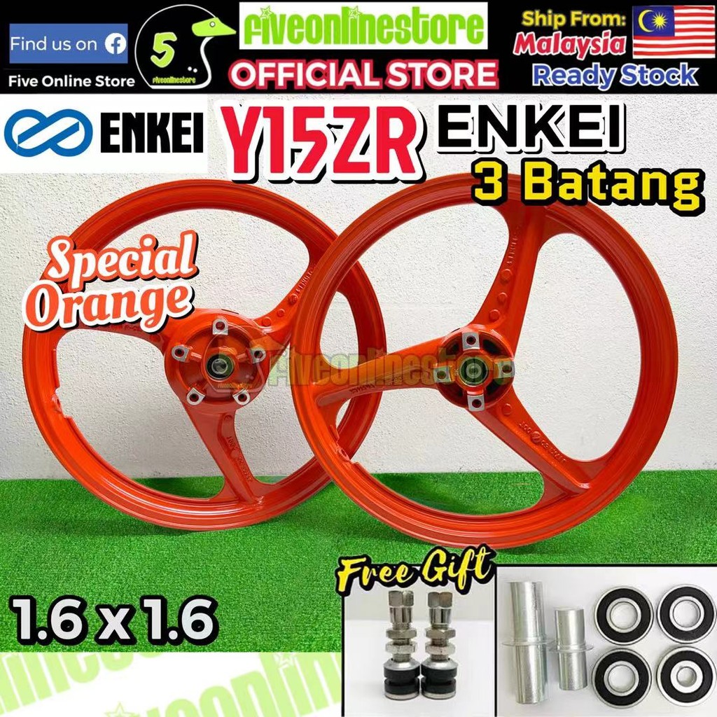ENKEI 3 Batang Sport Rim Full Chop Rim Orange Yamaha Y15ZR V1 - V2 Y15 Y150 1.6/1.6 SIAP Bearing ...