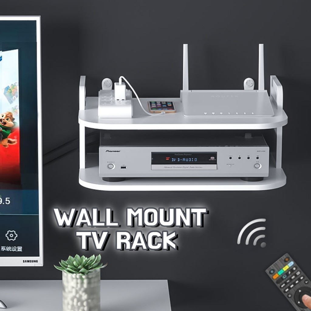 WIFI TV Wall Rack Top Box Hanging Floating Storage TV-Box Shelf Wall ...