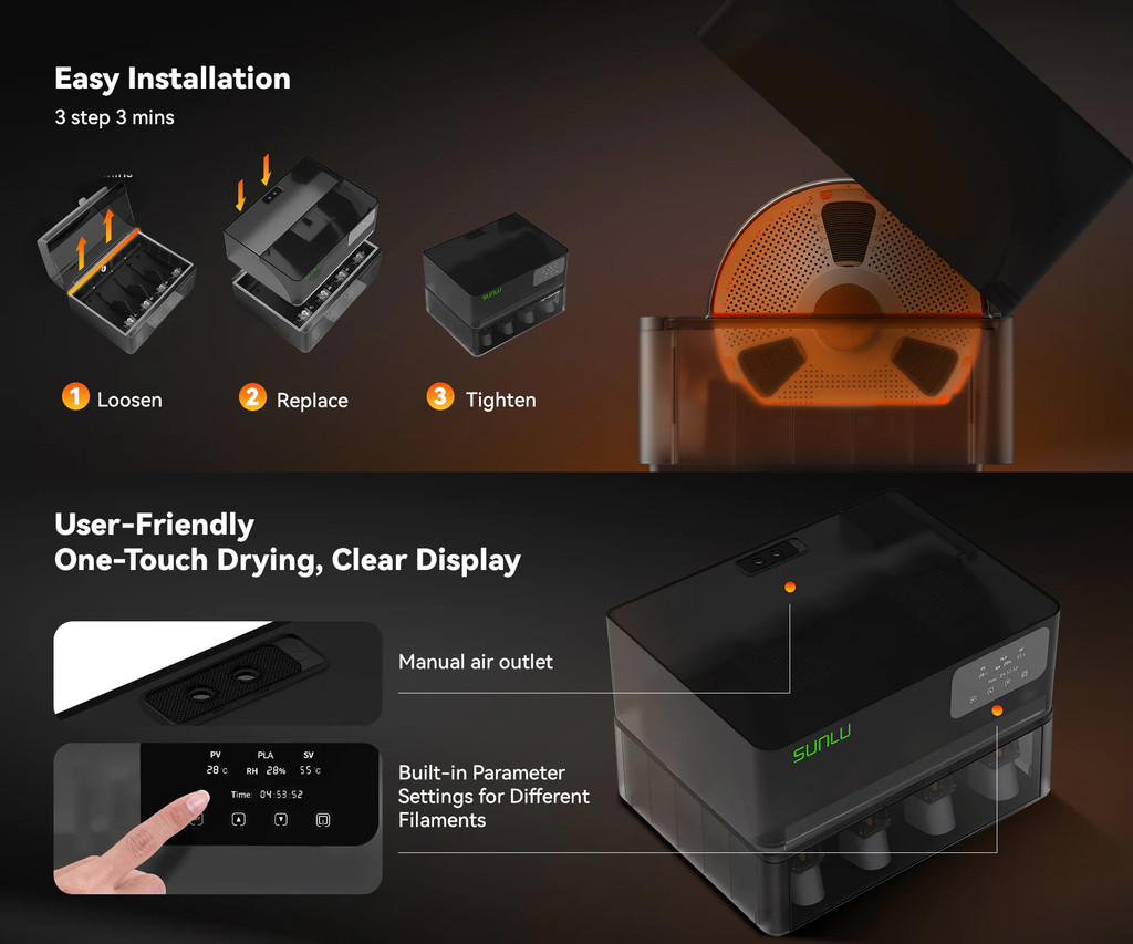 SUNLU AMS Heater for Bambu Lab AMS Gen 1, Bambu Lab AMS Upgrade ...