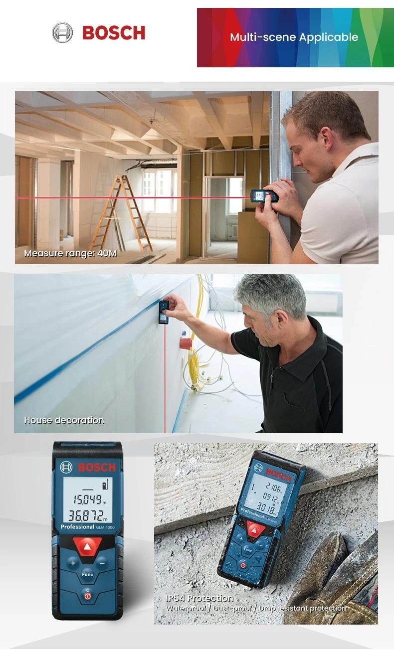 Bosch GLM 400 / 4000 Laser Distance Meter Ruler Infrared Laser Tape Measure 40M High Precision ...