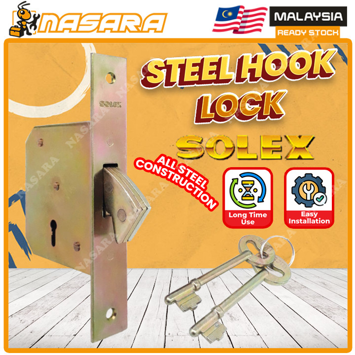 Nasara Solex Heavy Duty Iron Grill Door Hook Lock Mortise Metal Grille ...