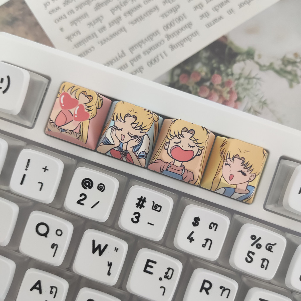 4pcs One Piece Keycaps Cherry R4 PBT Dye Sublimation Mechanical ...
