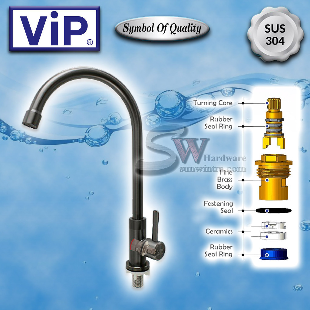 VIP SUS304 MATT GREY PILLAR SINK TAP #MG-3612 MG3612 TAP SINKI KITCHEN ...