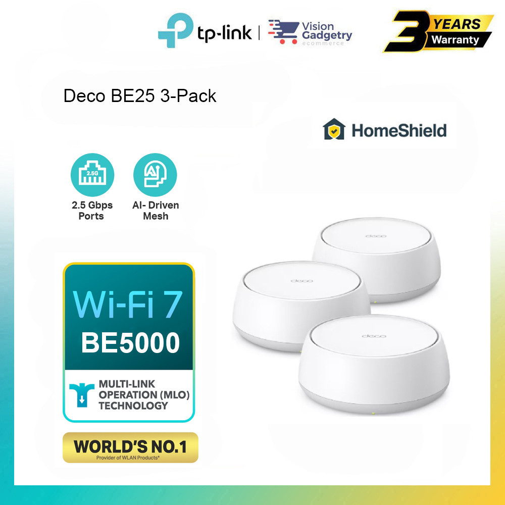 TP-Link Deco BE25 BE5000 Whole Home Mesh WiFi 7 System (1 Pack/2 Pack/3 ...