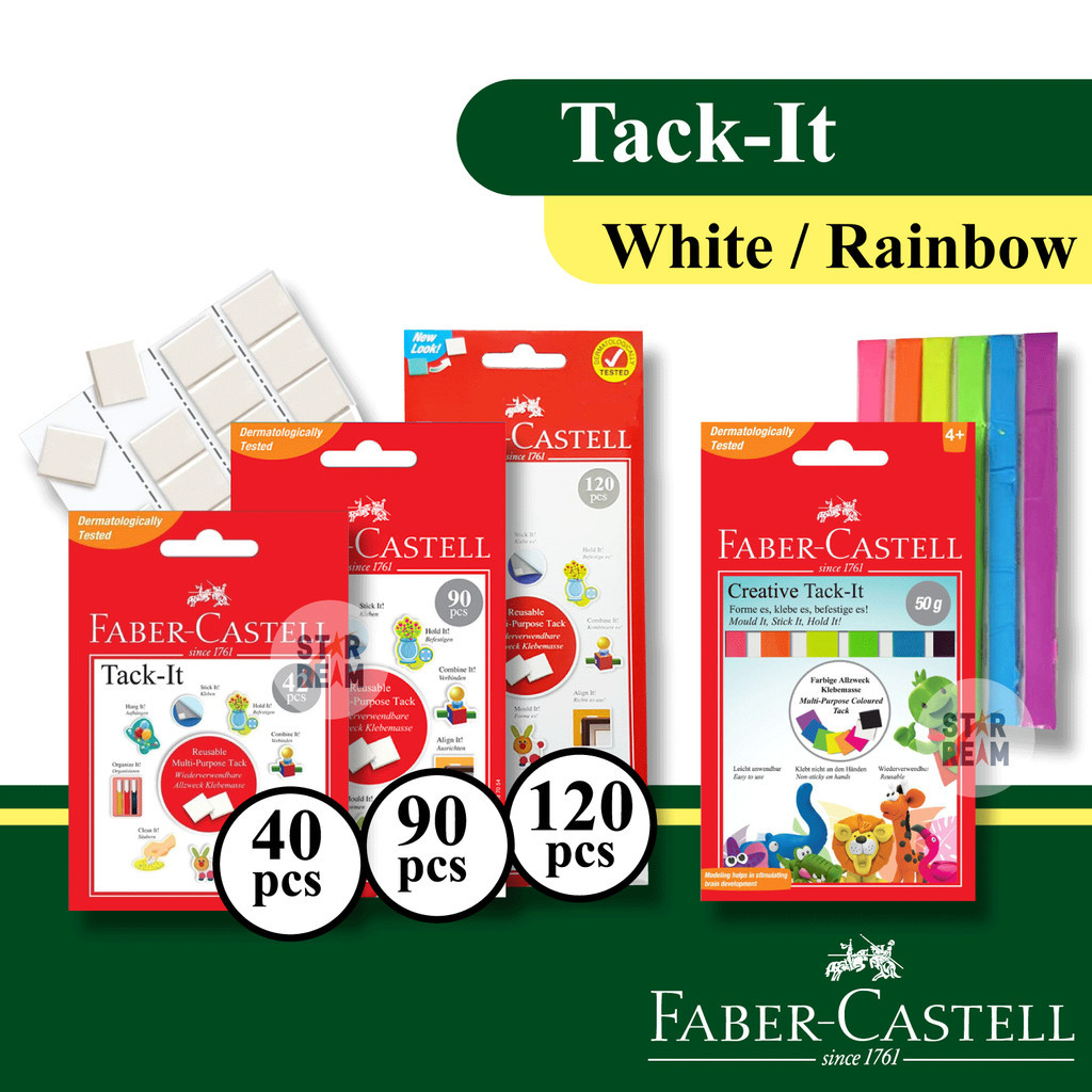 42/90/120pcs Tack-it White/Multicolor 6clr Faber-Castell| Reusable ...