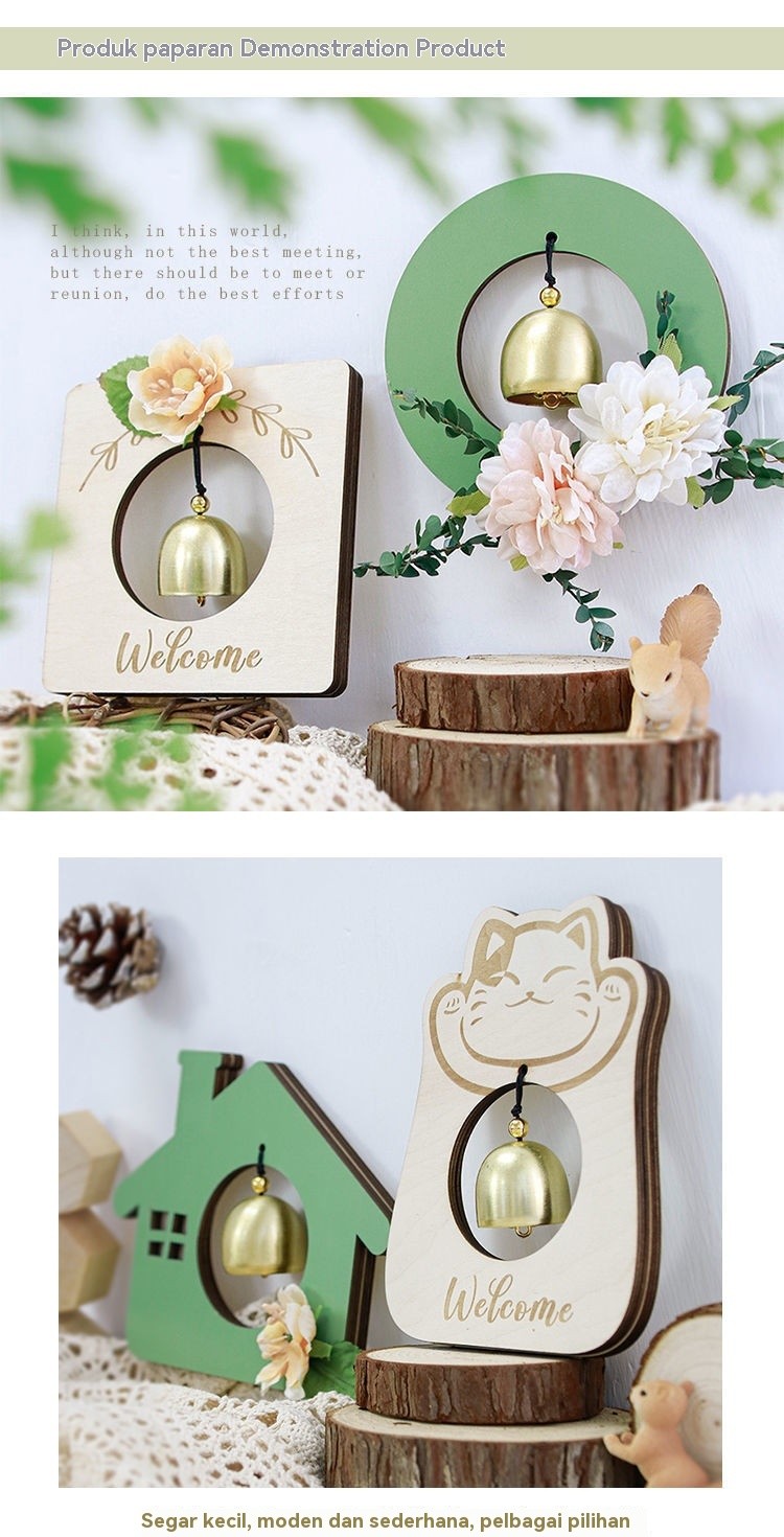 Cute Doorbell Door Hanging Wind Chime Wooden Household Entry Reminder ...