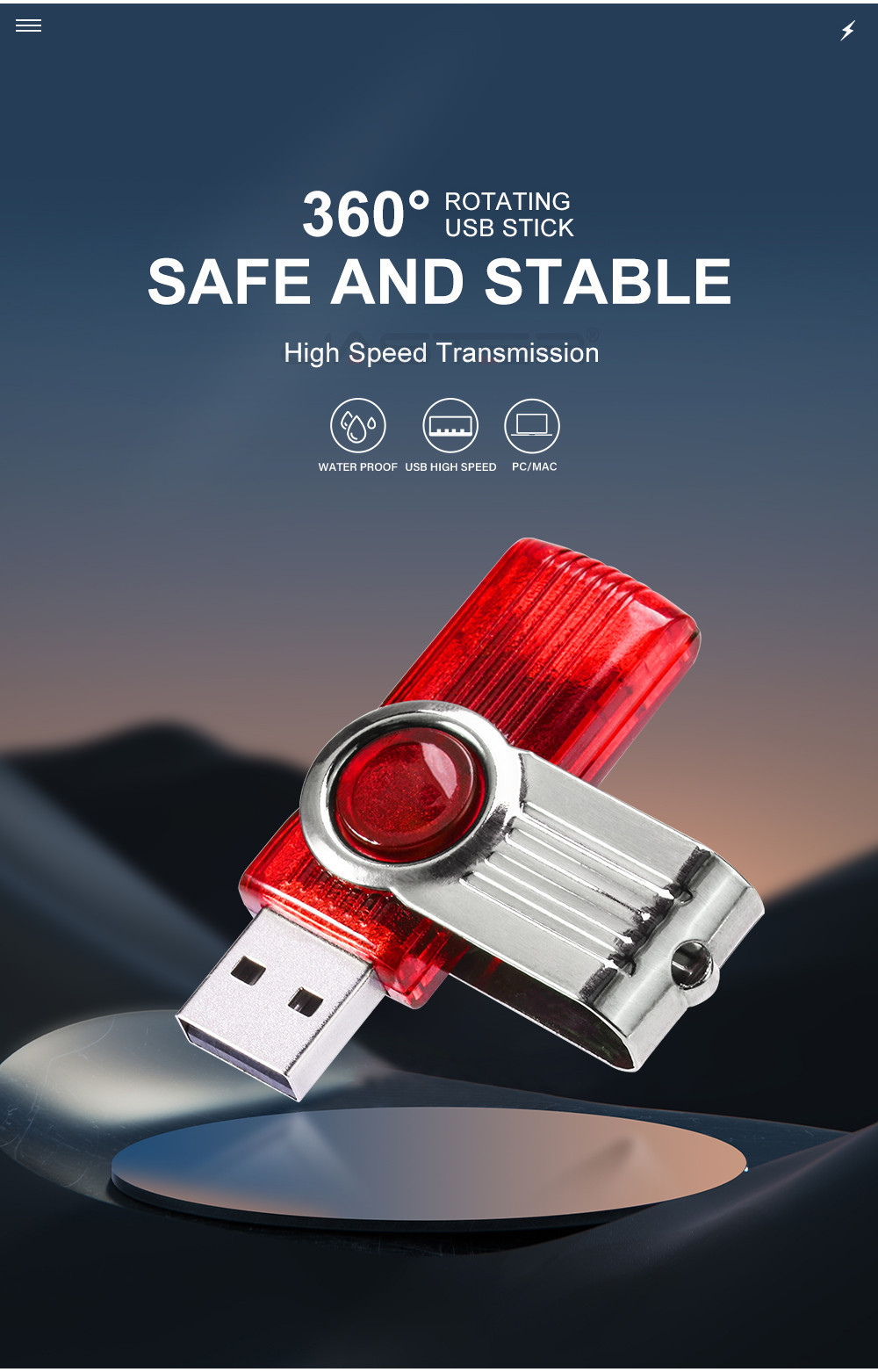 SHANDIAN Rotatable USB 2.0 Flash Drives 128GB Free Key Chain Pen Drive ...