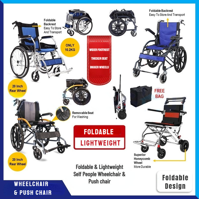 Portable And Foldable Self Propel Lightweight Wheelchair Travel Push ...