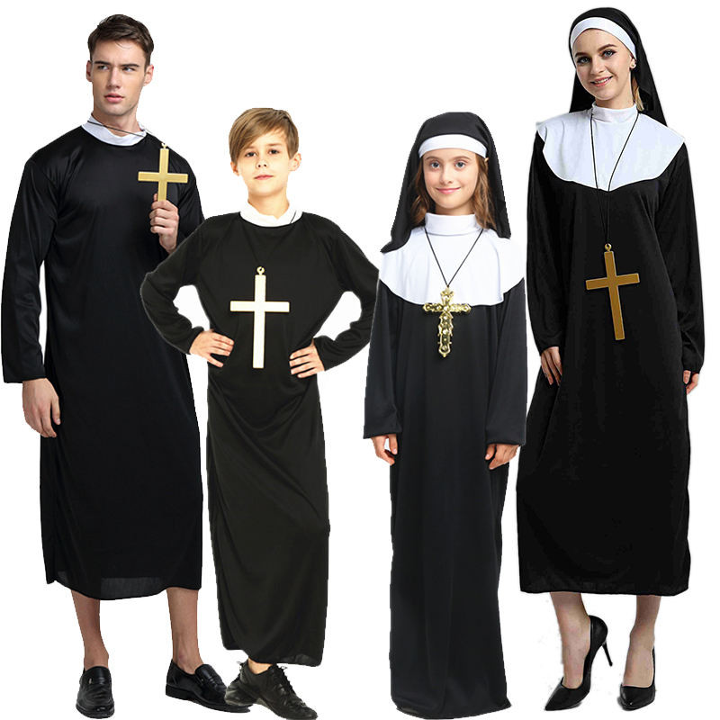 Halloween Nun Costume Adult Cosplay Male Priest Costume Priest Costume ...