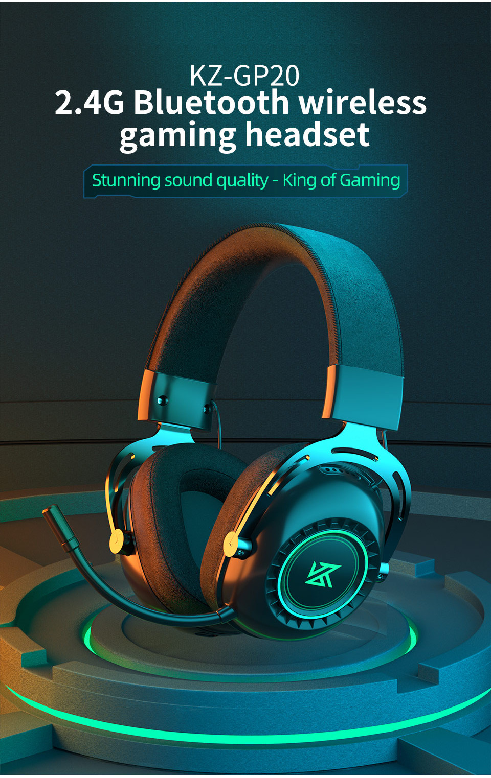 Uareliffe KZ GP20 Bluetooth Headphone 2.4G True Wireless Game Headset Stereo Sound RGB HiFi In ...