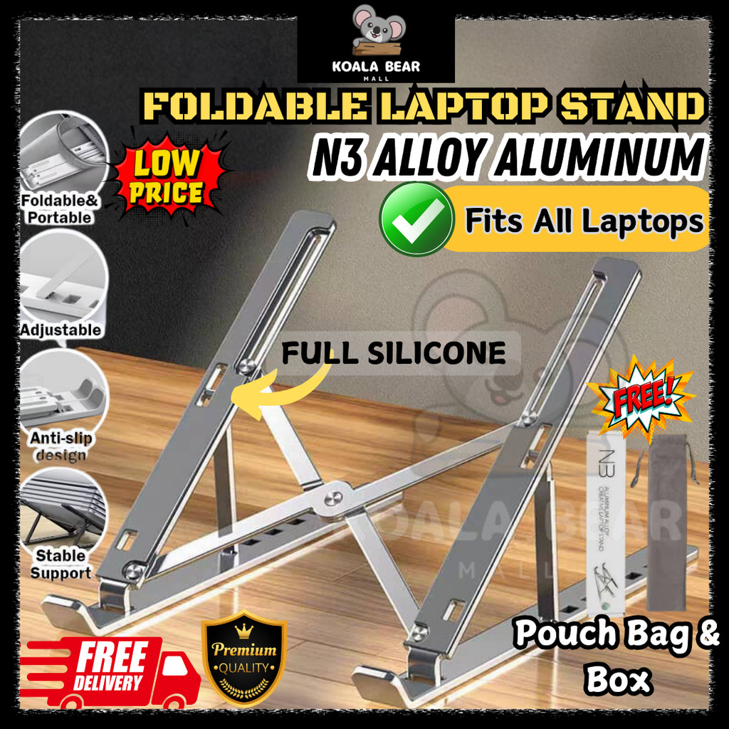 Aluminium Laptop Stand Rak Atas Meja Notebook Stand Foldable Laptop ...