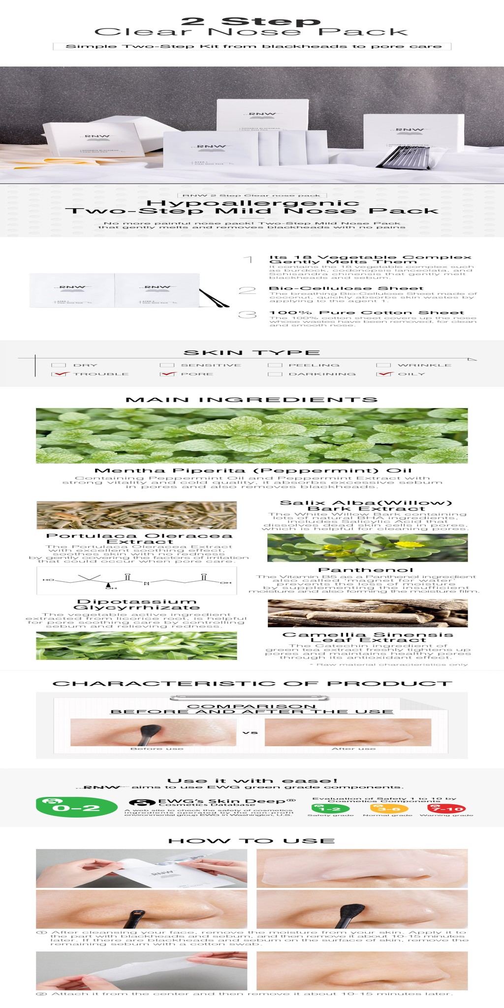 RNW DER. Two Step Clear Nose Pack Blackhead Removal Simple Kit From ...