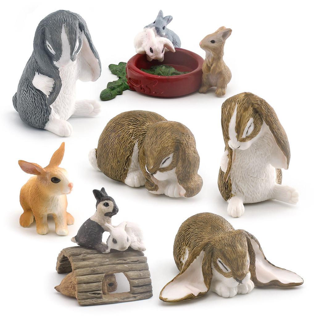 Plastic Sweet Simulated Bunny Figurine Realistic Floppy Eared Rabbit ...
