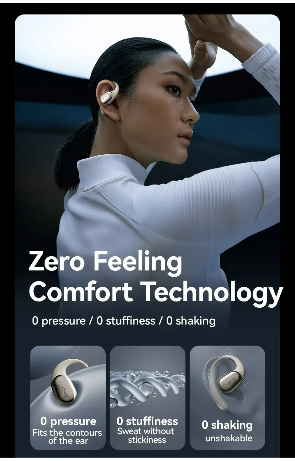 Sanag C16S Bluetooth 5.4 Wireless Headphones Open Ear OWS Earphones HiFi Sound Headset APP ...