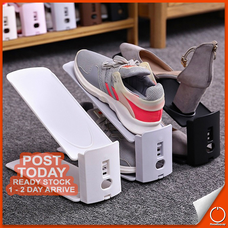 𝐄𝐀𝐒𝐘 𝐀𝐃𝐉𝐔𝐒𝐓𝐌𝐄𝐍𝐓 Double Layer Shoes Holder Organizer Adjustable Space ...