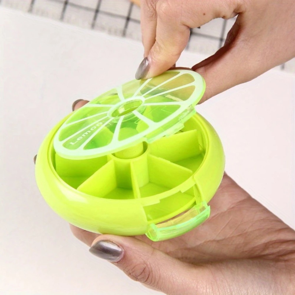 Portable 7 Days Round Rotating Fruit Push-button Medicine Box Pill ...
