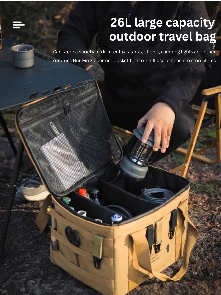 Tan Look 25L Camping Storage Bag Picnic Large Capacity Cookware Storage ...