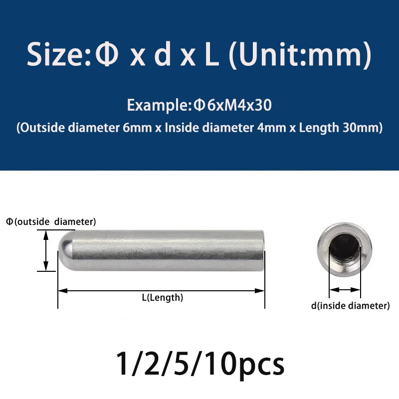 M2~M8 304 Stainless Steel Internal Thread Cylindrical Pin Internal ...