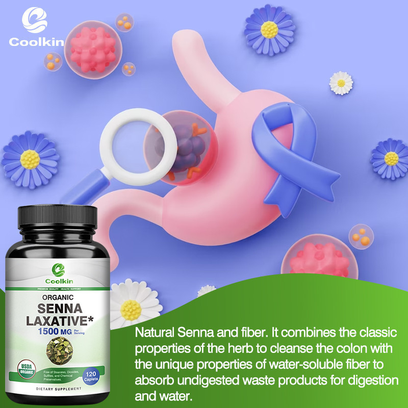 Coolkin Organic Senna Capsules, 1500 mg, for cleansing the intestines ...