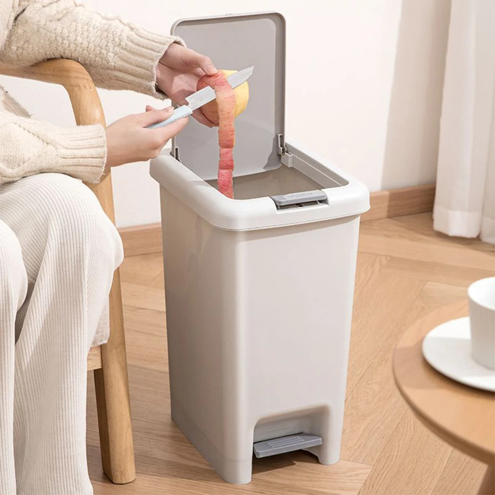 ISTOR😺10/20L DUSTBIN WITH LID PEDAL TRASH CAN GARBAGE WASTE BIN TONG ...