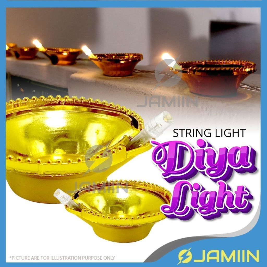 GOLDEN 20L Deepak Diya LED Fairy String Light Home Diwali / Deepavali ...