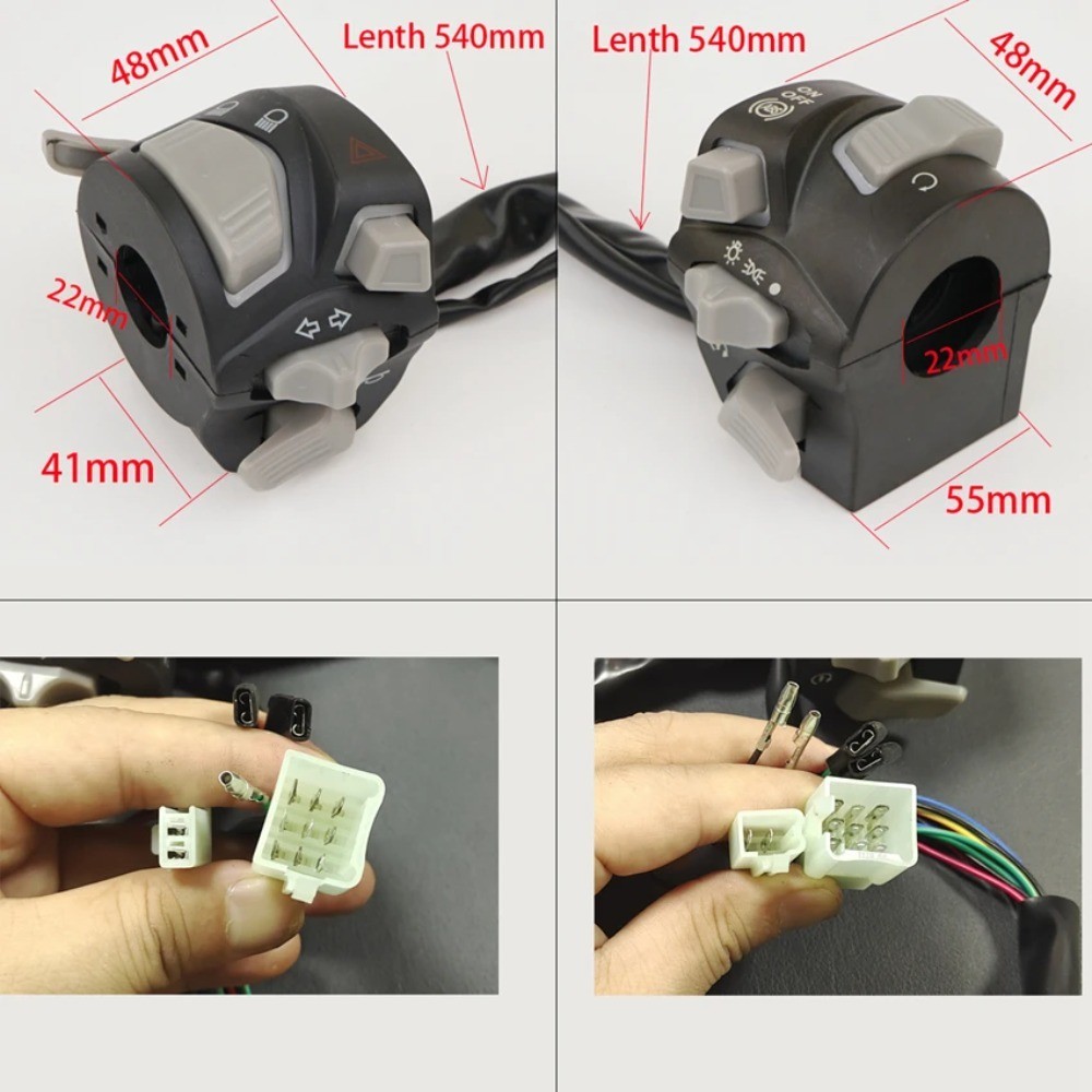 7/8'' 22mm Universal Motorcycle Handlebar Switch Headlight Warning ...