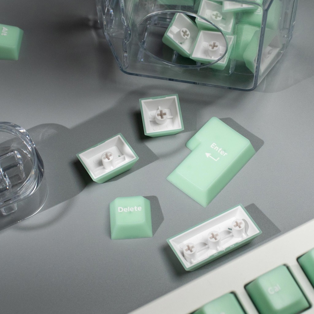Jade color Keycaps Translucent PBT Double shot cherry profile keycaps ...