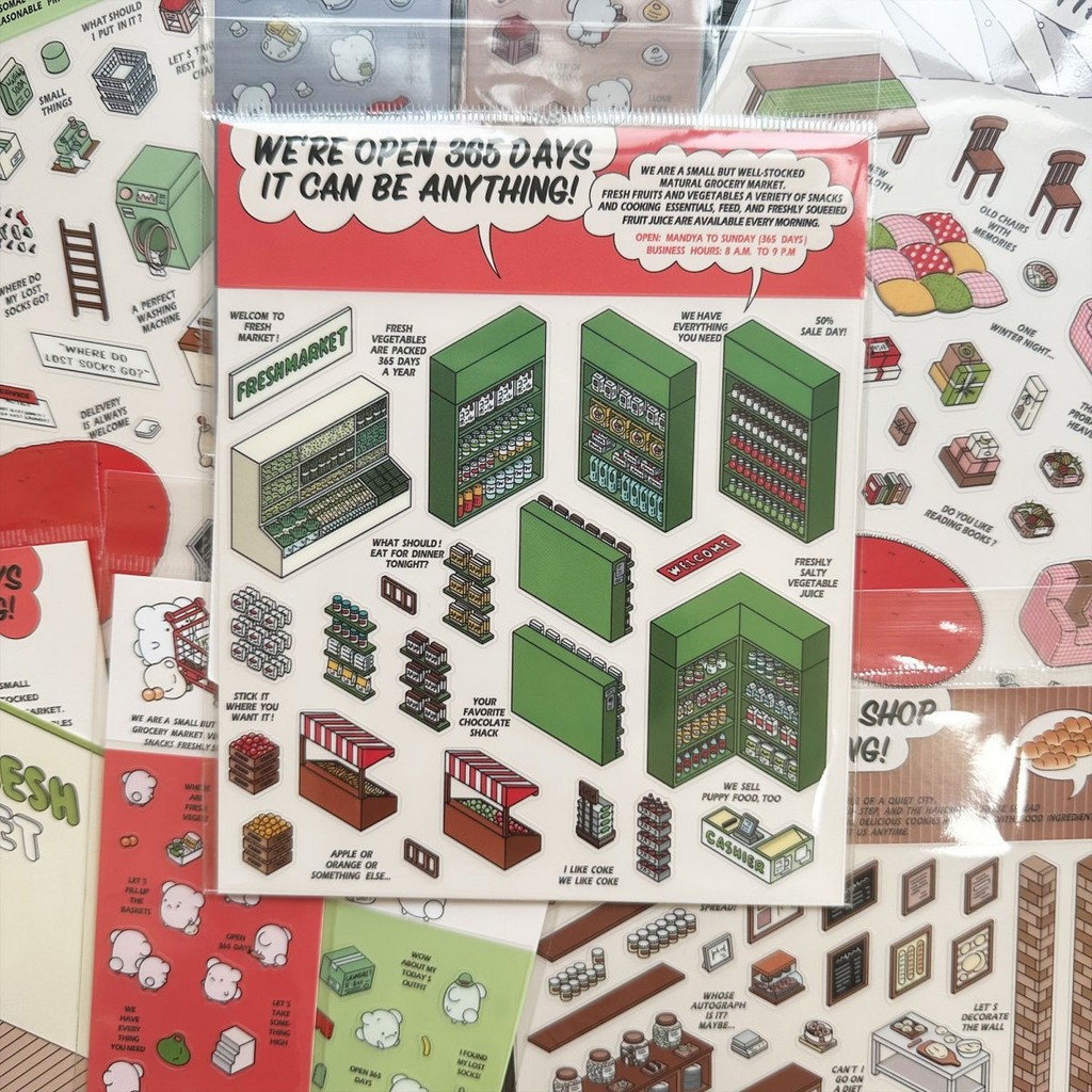 Idako 3D Sticker Miniature 2PCS Korean Style Cabin Sticker Scene ...