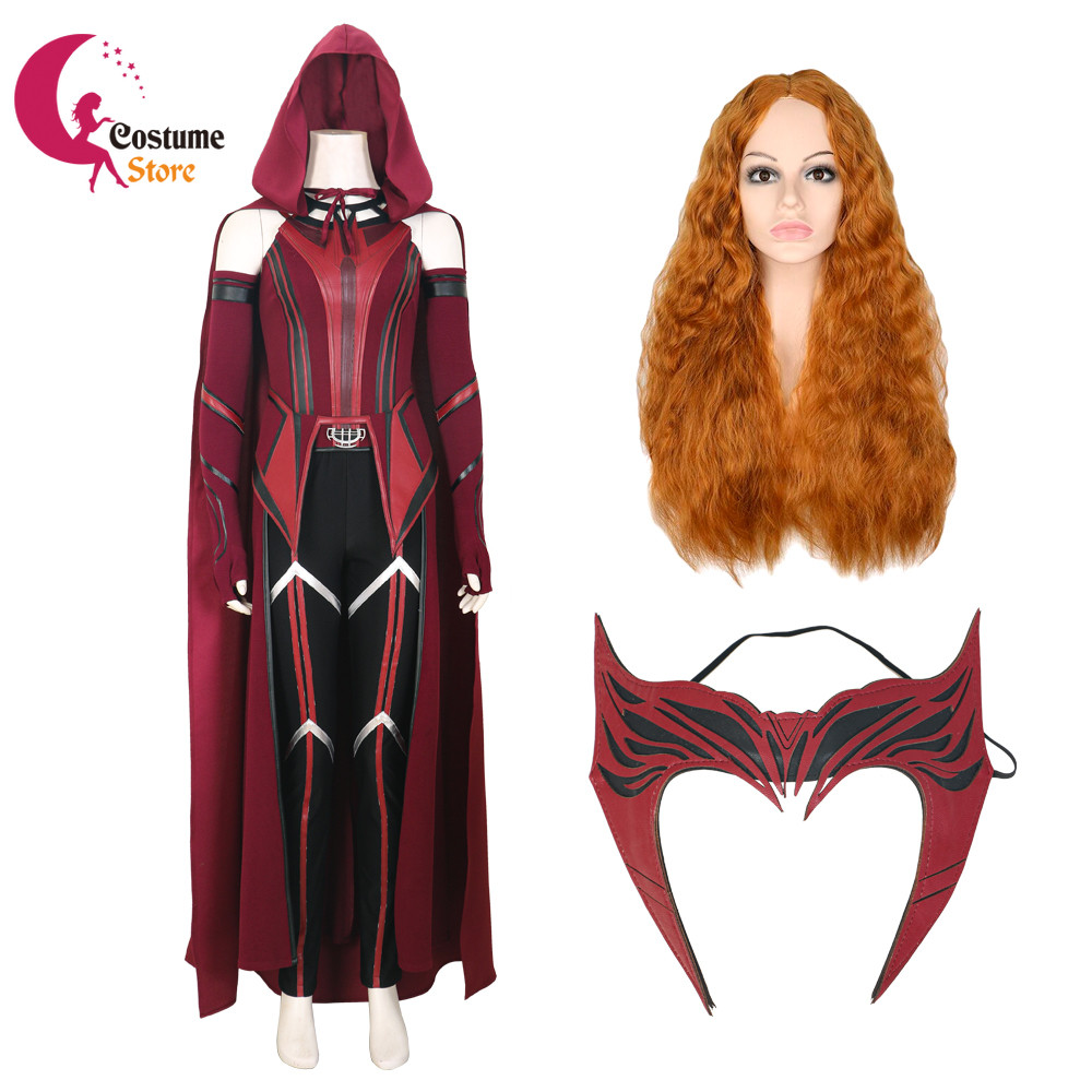 Wanda Maximoff Scarlet Cosplay Witch Outfits Carnival Suit Mask Custom ...