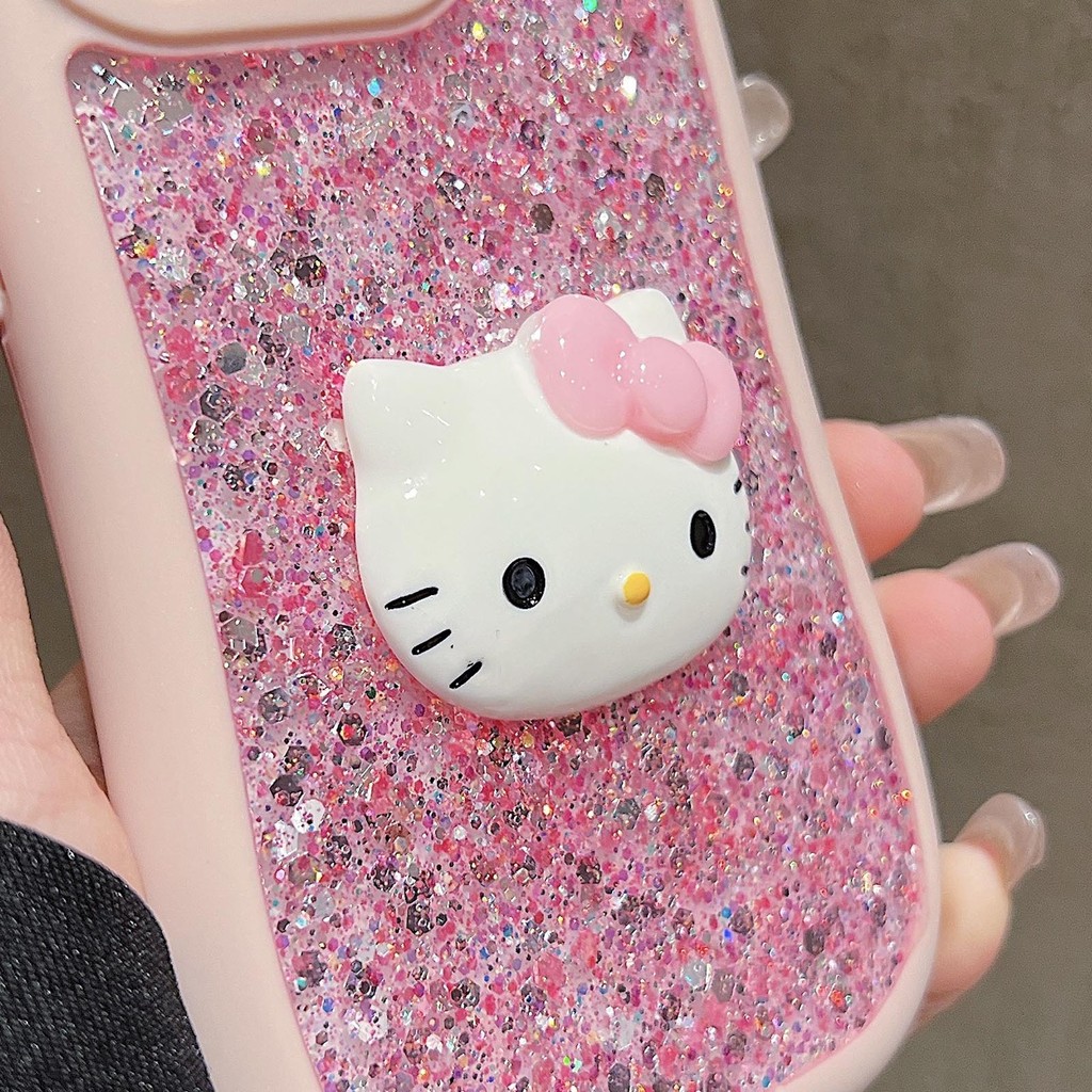 DIY Hello Kitty Cat Head Luxury Glitter Bling Sequins Cute 3D Cat Ear ...