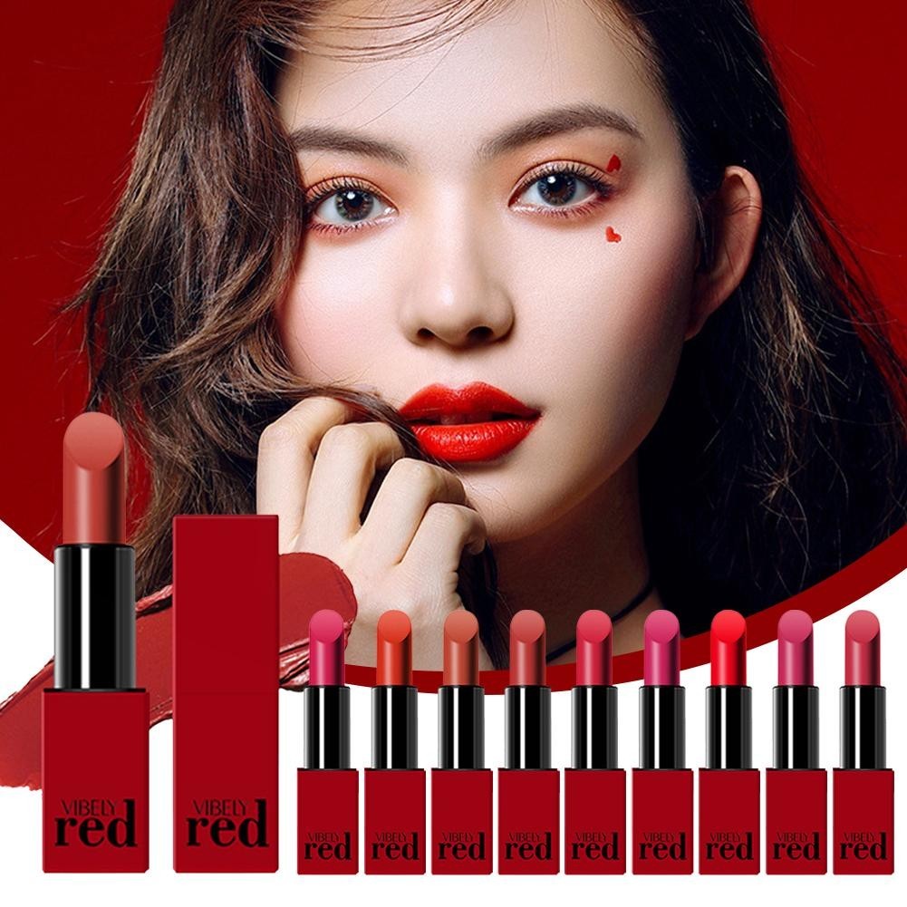 NEW VIBELY Big Red Lip Love Honey Talk Lipstick Matte Mist Face Chinese Tuyere Red Lip Paste 3 ...