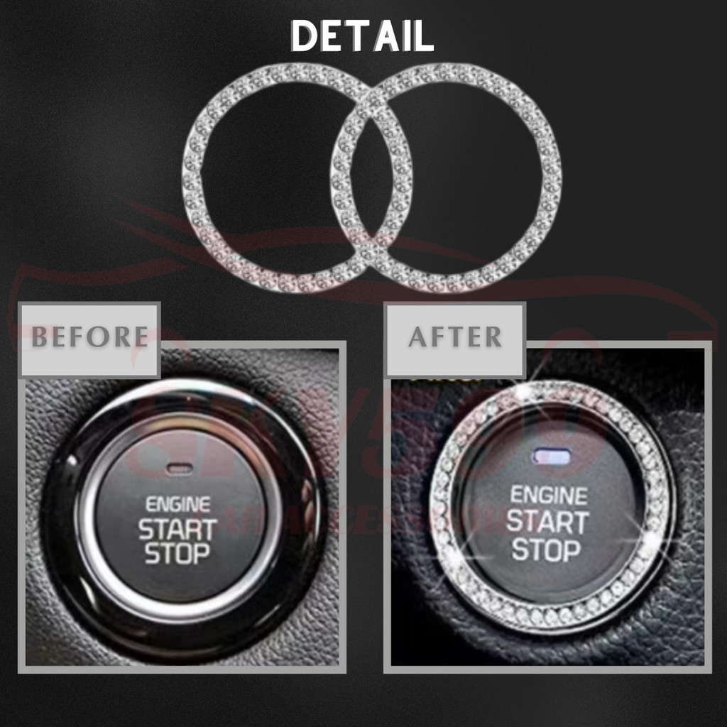 Aluminium Alloy Car Start Stop Button/Push Start Key Decoration Ring ...