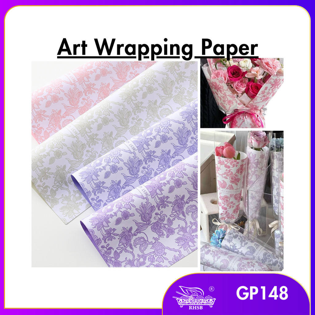 10PCS WATERPROOF WRAPPING PAPER / KERTAS HADIAH / GIFT PAPER / FLORAL ...
