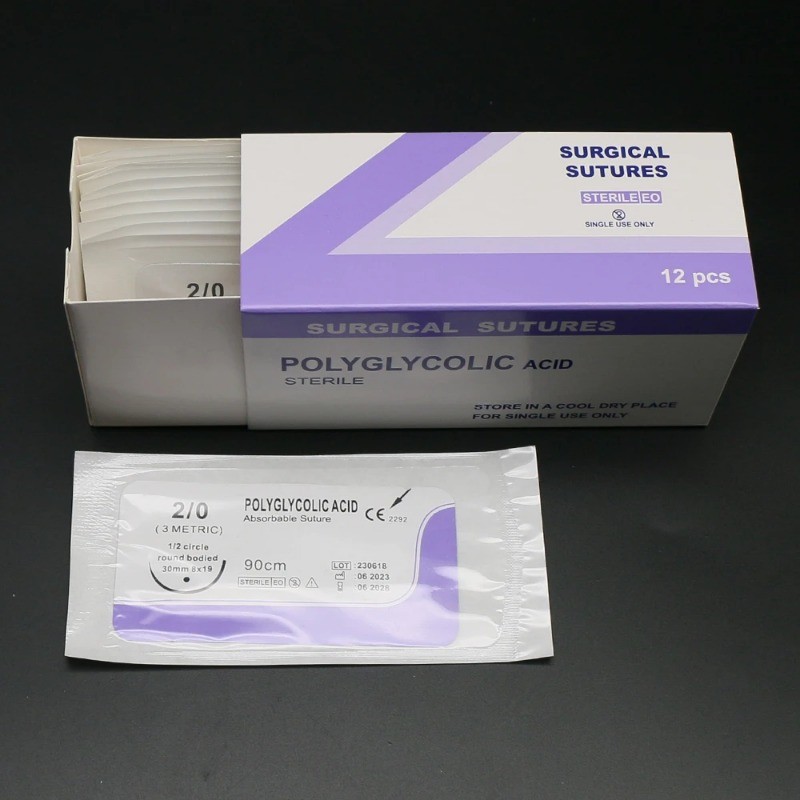 PGA 12pcs 90cm Disposable Synthetic Absorbable Surgical Suture With ...