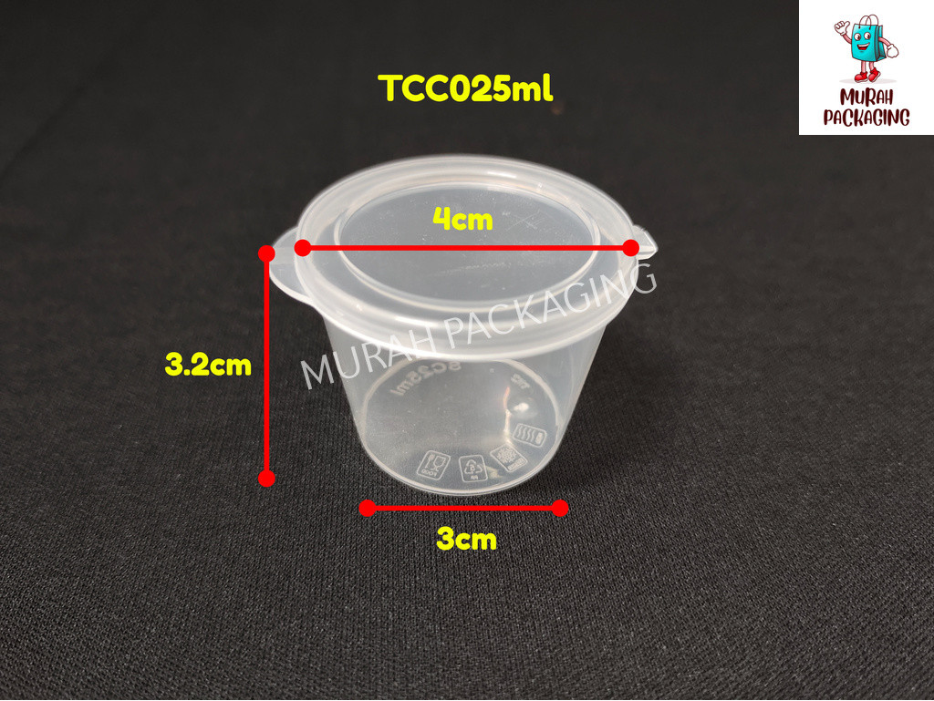 TCC025 25ml Round Container Hinged Lid (100pcs±) 25 ml / 1oz Disposable ...