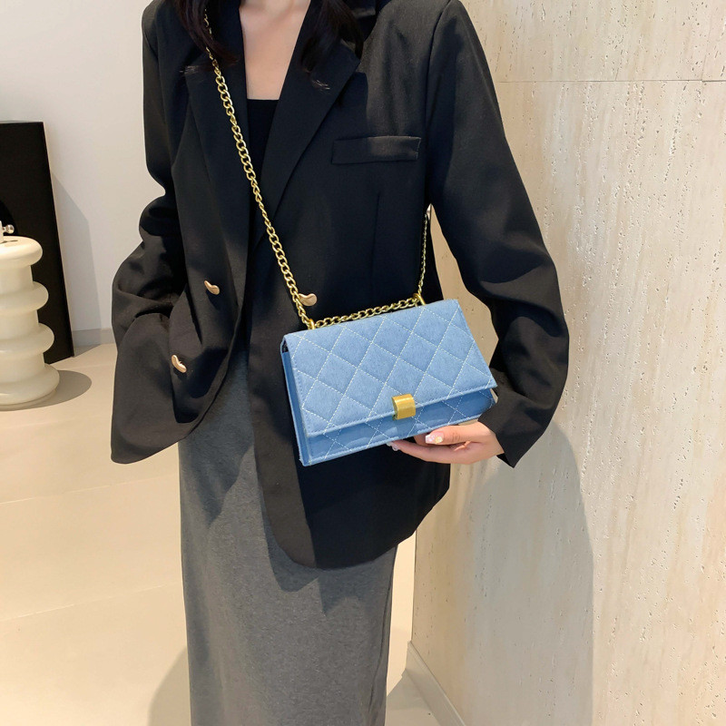 Trendy Chic And Small Square Shoulder Bag For Women In Color Blue Light ...