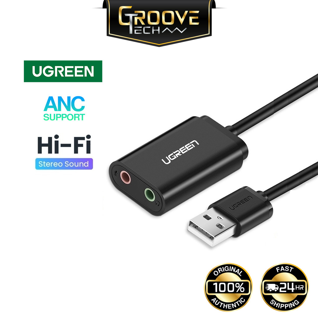 UGREEN 15CM USB Audio Adapter External Stereo Sound Card AUX 3.5mm ...