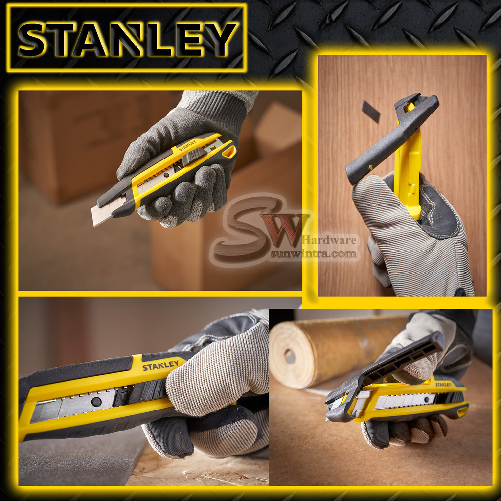 Stanley 18mm Cutter with Slide Lock and Integrated Blade Break System ...