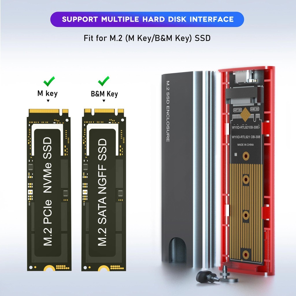 M.2 NVME PCle SSD Case Enclosure USB 3.1 10Gbps M.2 PCle NVMe Express ...