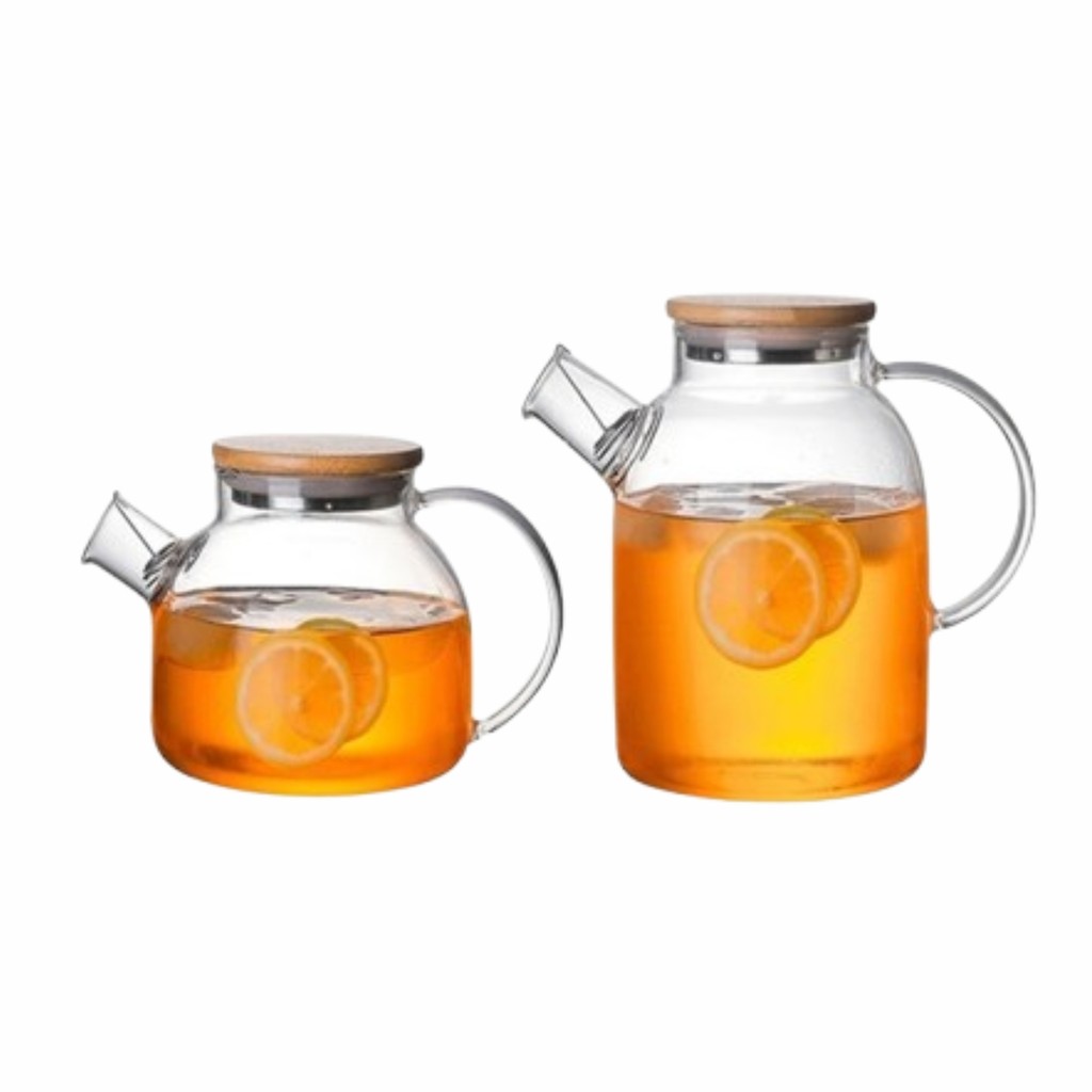 SD Cerek Penutup Bamboo Besi 1L / 1.8L Teko Teh Kopi Jar Minuman Kaca ...