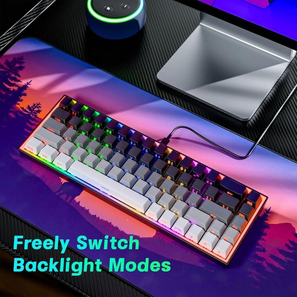 Wired Mechanical Gaming Keyboard RGB Ergonomic Keyboard Blue Switches ...