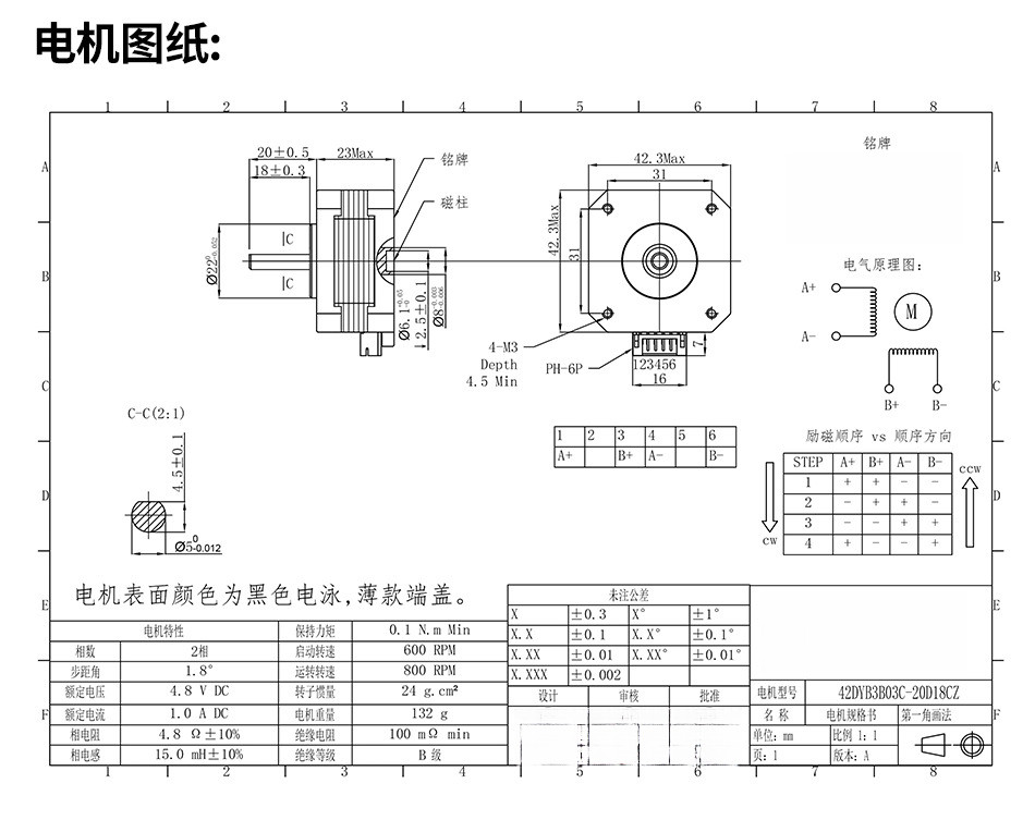42 Stepper Motor with Magnetic Column Hole Installation Closed Ring Two ...