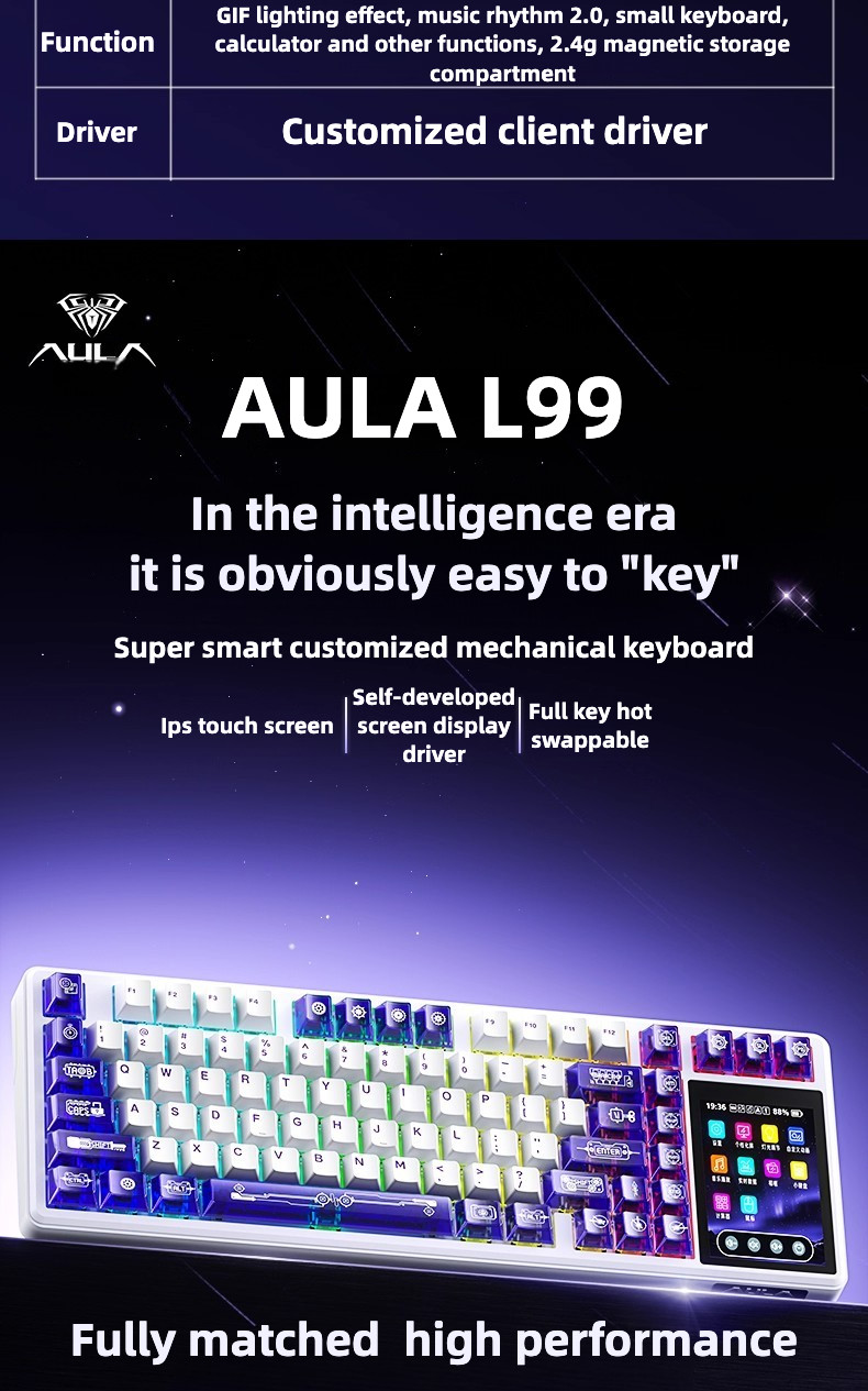 AULA L99 Mechanical Keyboard Wireless Tri-mode Customized Hot-swap ...