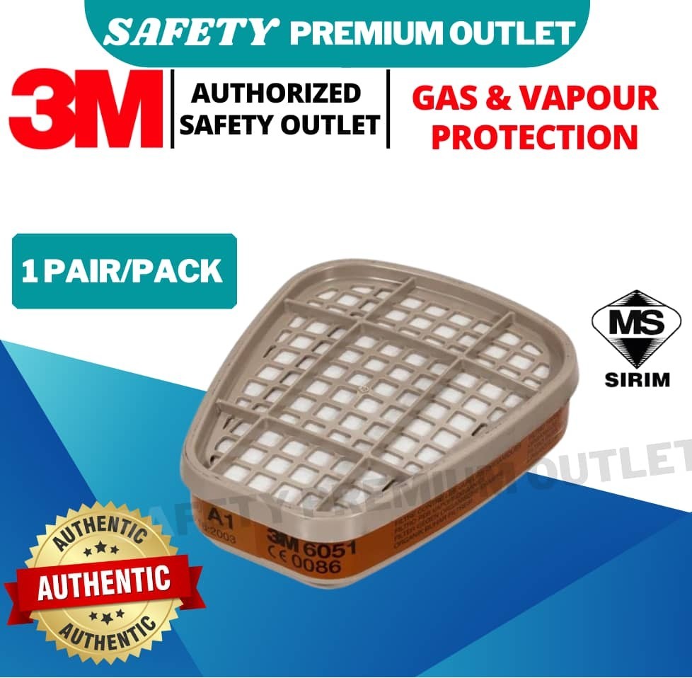 [ORIGINAL] 3M 6051 A1 Organic Vapor Cartridge(1 Pack = 2 Pcs) 3M ...